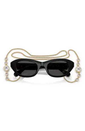 SWAROVSKI 50mm Pillow Sunglasses With Chain