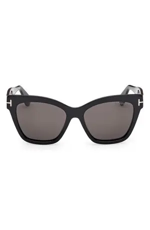 TOM FORD Elvira Butterfly Sunglasses - Shiny Black  / Smoke
