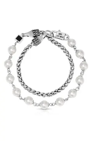 MR. ETTIKA Ettika Layered Faux Pearl Bracelet - Silver