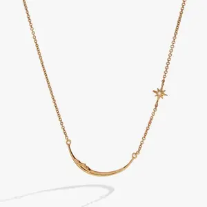 ALEX AND ANI Crescent Moon Pendant Necklace - Gold