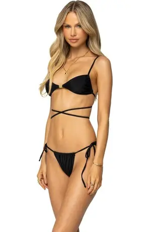 EDIKTED Buffie Wrap Bikini Top - Black
