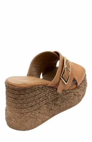 FOREVER & ALWAYS SHOES Palmas Leather Platform Sandal - Brown Leather