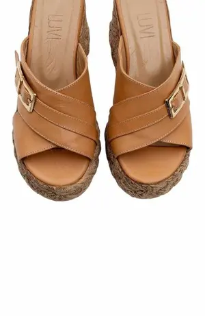 FOREVER & ALWAYS SHOES Palmas Leather Platform Sandal - Brown Leather