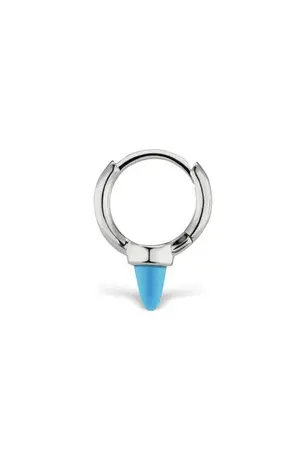 MARIA TASH Turquoise Spike Single Clicker Hoop Earring - 14k White Gold