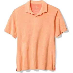 Tommy Bahama Poolside Terry Cloth Johnny Collar Polo - Shocking Orange