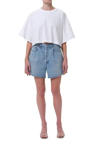 AGOLDE Rhoda Pleated Denim Shorts - Raft