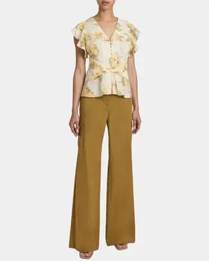 Santorelli Ella Floral Cotton Cloqué Blouse