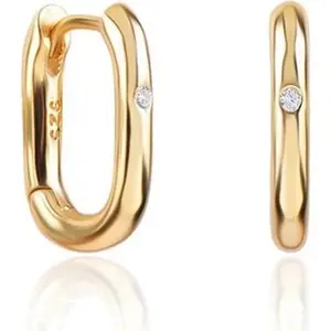 MAZIN JEWELS Mazin Jewels Simple Lock Huggie Earrings Gold