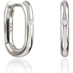MAZIN JEWELS Simple Lock Huggie Earrings - Silver