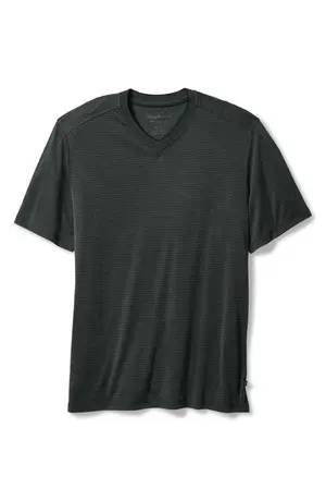 Tommy Bahama Bay Stripe Islandzone® V-neck Performance T-shirt - Coal