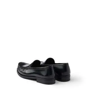 Prada Brushed Leather Loafers - Black