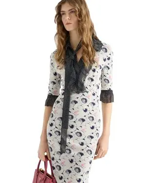 Prada Printed Georgette Sheath Dress - Neutral