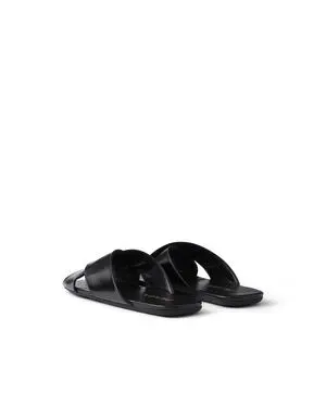 Prada Brushed Leather Slides