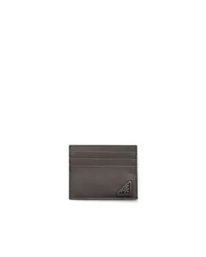 Prada Saffiano Leather Card Holder - Grey