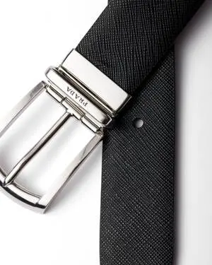 Prada Reversible Saffiano Leather Belt - Black