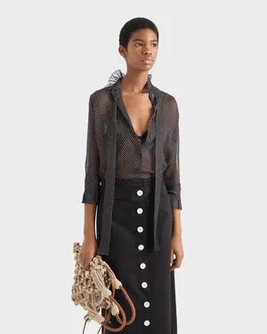 Prada Polka-dot Silk Chiffon Shirt