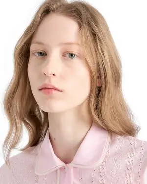 Prada Embroidered Cropped Batiste Shirt