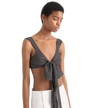 Prada Polka-dot Silk Chiffon Bralette Top