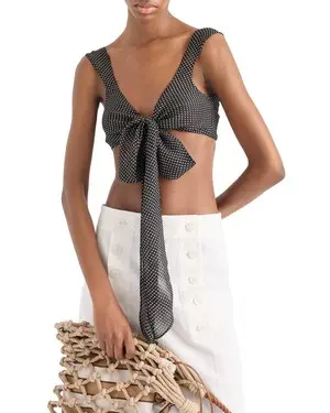 Prada Polka-dot Silk Chiffon Bralette Top