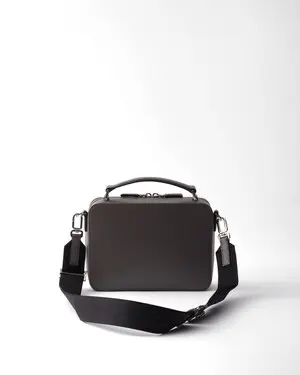 Prada Brique Medium Saffiano Leather Bag - Grey