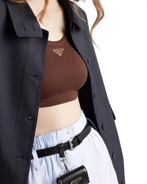 Prada Ribbed Knit Crop Top - Brown