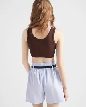 Prada Ribbed Knit Crop Top - Cocoa Brown