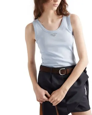 Prada Ribbed Knit Top - Light Blue