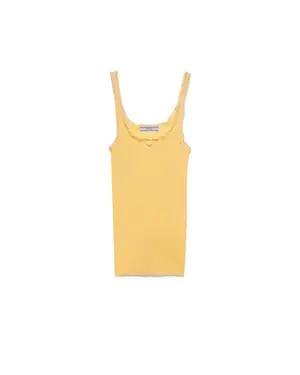 Prada Ribbed Cotton Top - Yellow