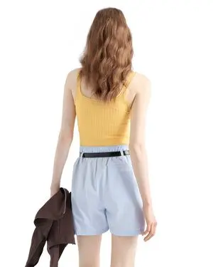 Prada Ribbed Cotton Top - Yellow