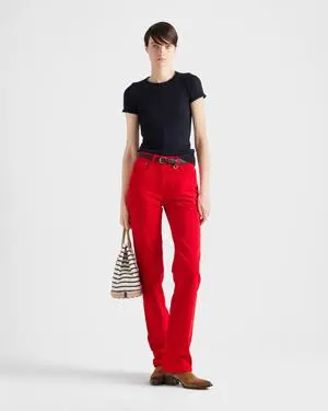Prada Five-pocket Wide-leg Corduroy Pants