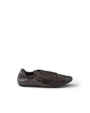 Prada Collapse Leather Sneakers - Brown