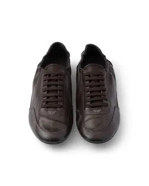 Prada Collapse Leather Sneakers - Brown