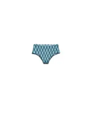 Prada Checked Print Jersey Bikini Bottom - Green