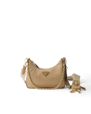 Prada Re-edition 2005 Re-nylon And Saffiano Leather Bag With Charm - Brown