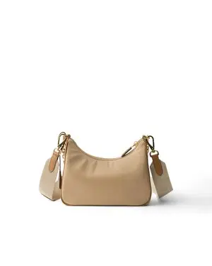 Prada Re-edition 2005 Re-nylon And Saffiano Leather Bag With Charm - Brown