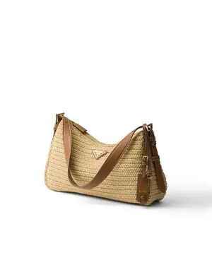 Prada Aimée Large Crochet And Leather Bag - Neutral