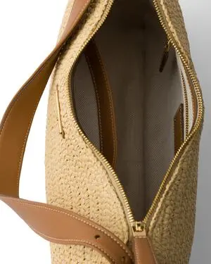 Prada Aimée Large Crochet And Leather Bag - Neutral