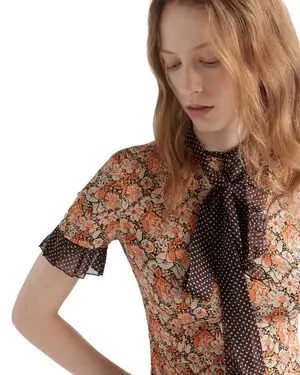 Prada Printed Georgette Sheath Dress - Orange