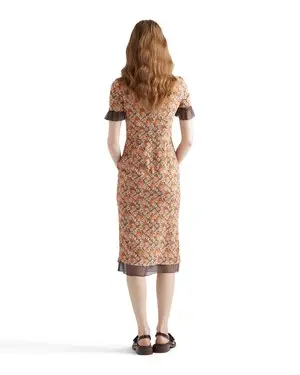Prada Printed Georgette Sheath Dress - Orange