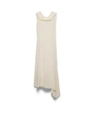 Prada Asymmetrical Satin Crepe Dress - Neutral
