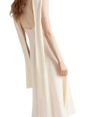 Prada Asymmetrical Satin Crepe Dress - Neutral