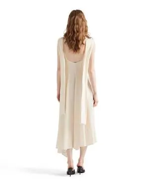 Prada Asymmetrical Satin Crepe Dress - Neutral