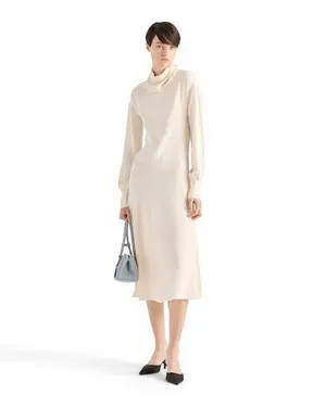 Prada Silk Broadcloth Midi-dress - Neutral