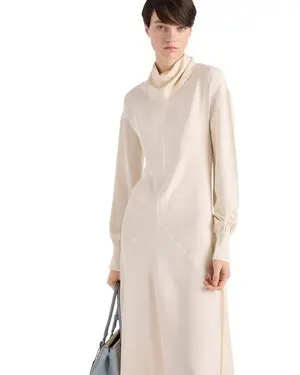 Prada Silk Broadcloth Midi-dress - Neutral