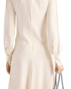 Prada Silk Broadcloth Midi-dress - Neutral