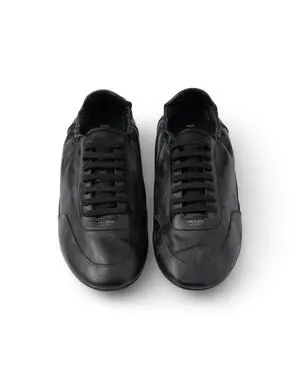 Prada Collapse Leather Sneakers - Black