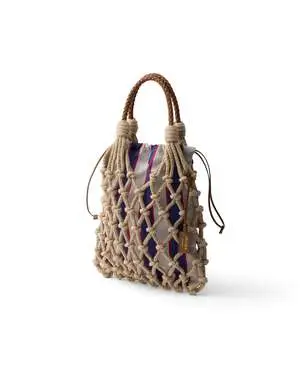 Prada Noué Medium Macramé Bag - Neutral