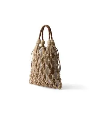 Prada Noue Medium Macramé Bag - Neutral