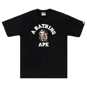 A BATHING APE Trial Camo College Tee /beige - Black