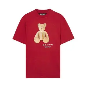 Palm Angels Bear In Mind Reg Tee /brown - Red